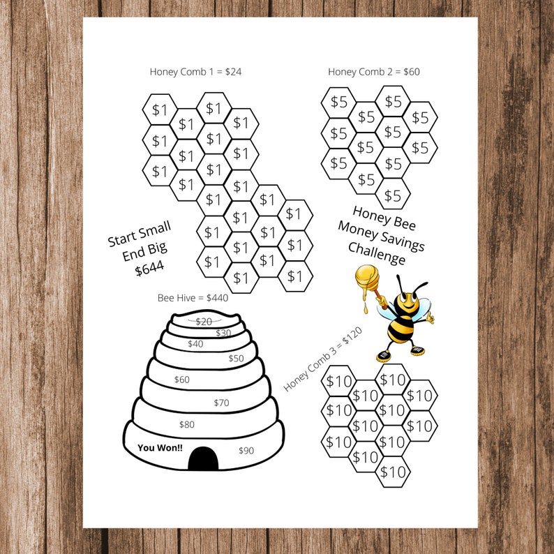 Honey Bee Savings Challenge Printable Savings Tracker - Etsy