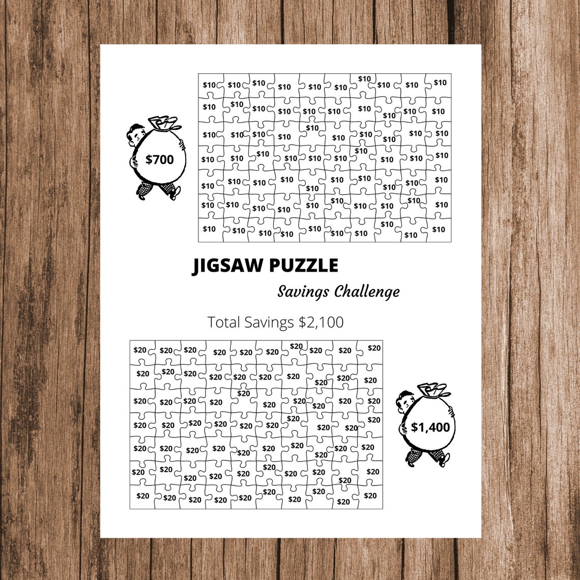Savings Challenge | Printable | Savings Tracker | Puzzle 2100 - Etsy