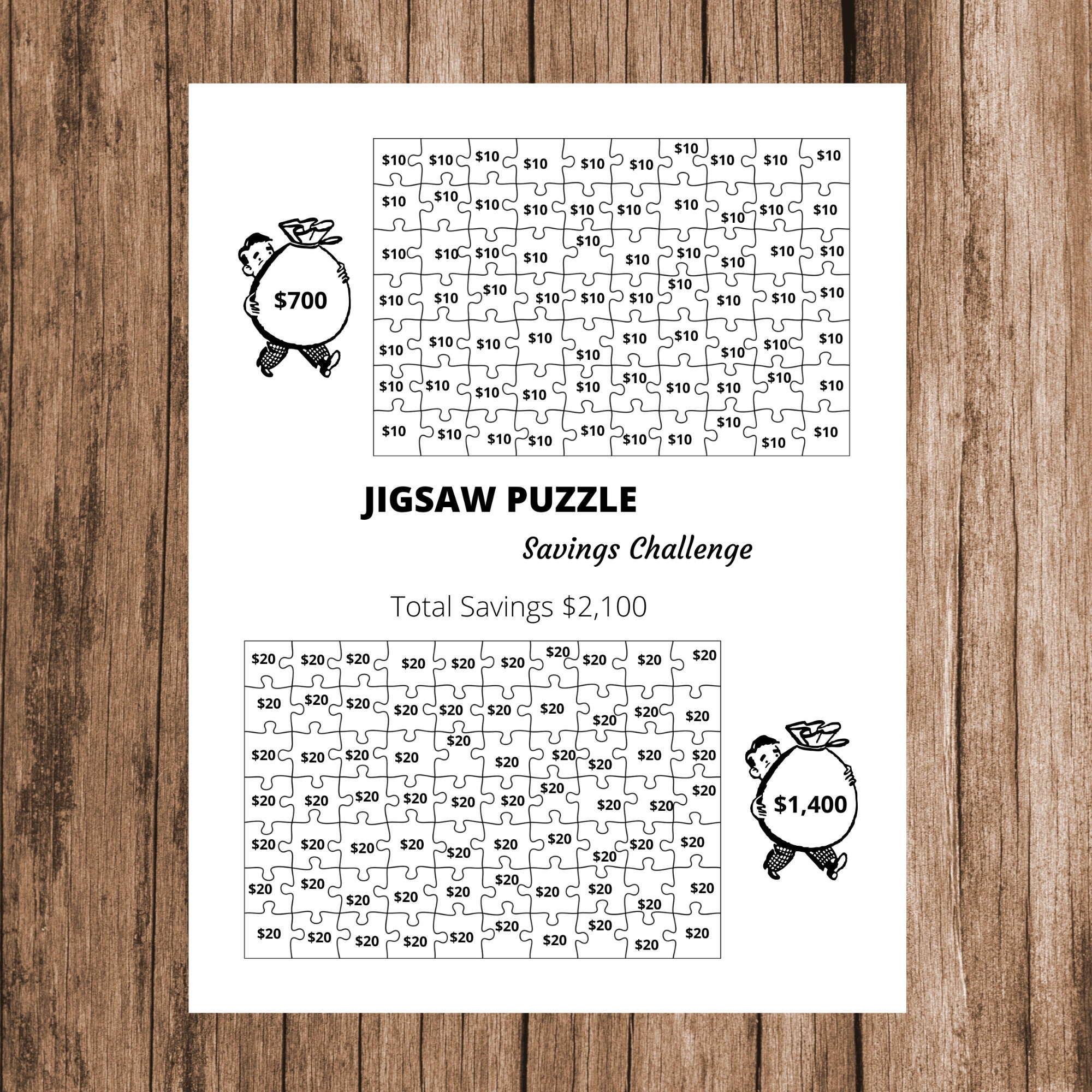 Savings Challenge | Printable | Savings Tracker | Puzzle 2100 - Etsy