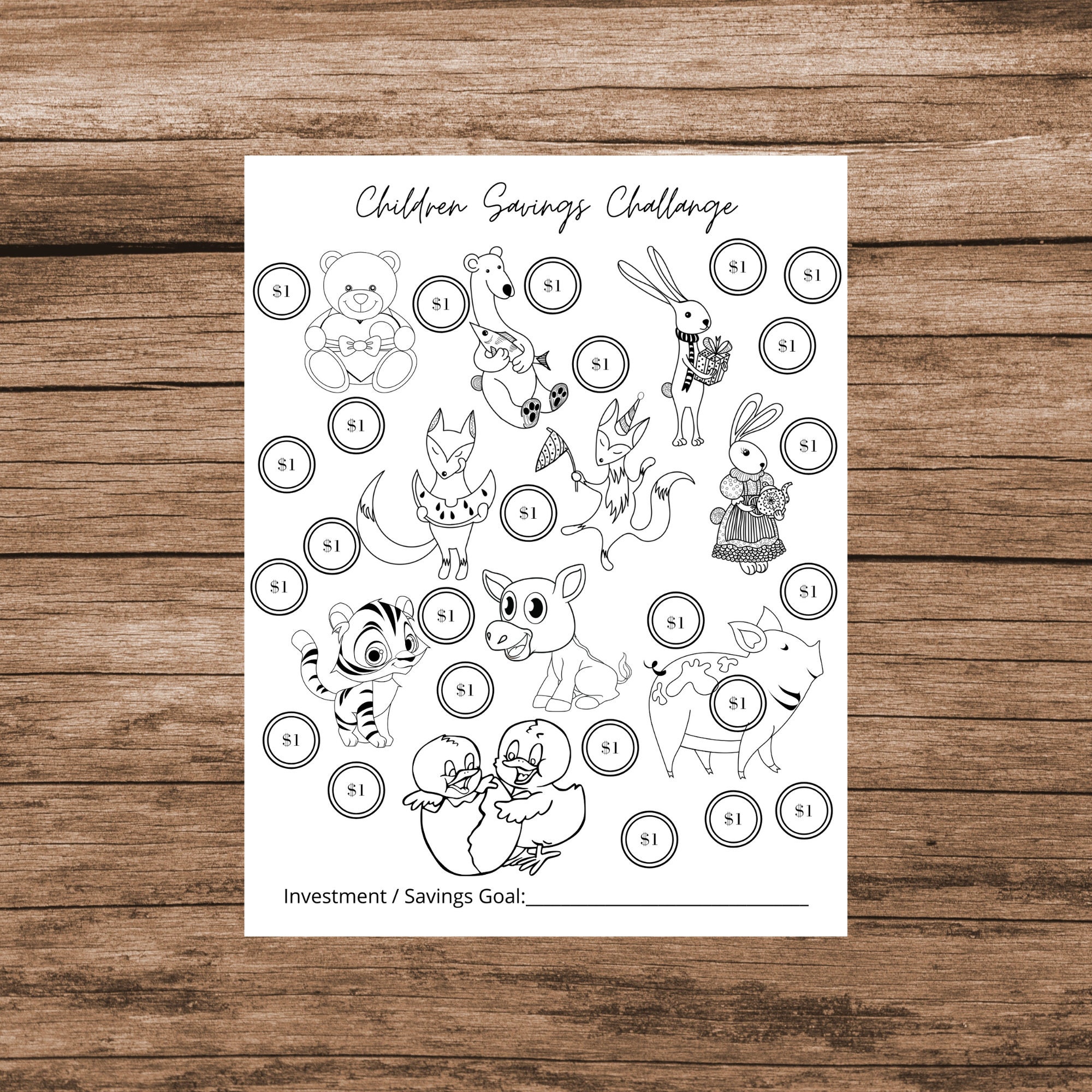 Children's Savings Challenge | Printable | Savings Tracker | Coloring ...