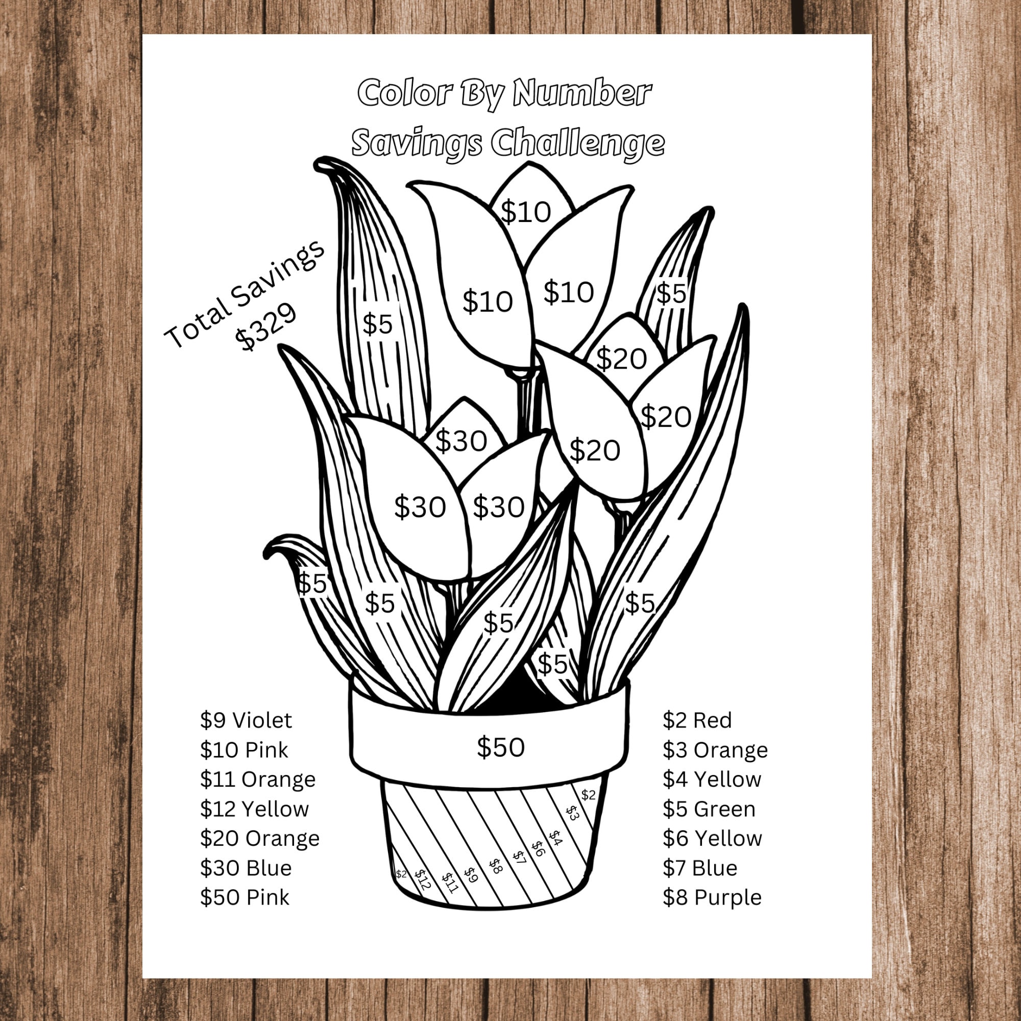 Savings Challenge | Printable | Savings Tracker | Color by Number - Etsy