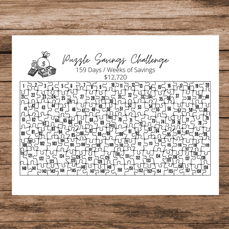 Savings Challenge Printable Savings Tracker Puzzle - Etsy