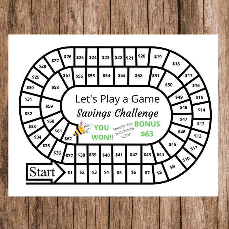 Savings Challenge | Printable | Savings Tracker | Board Game - Etsy