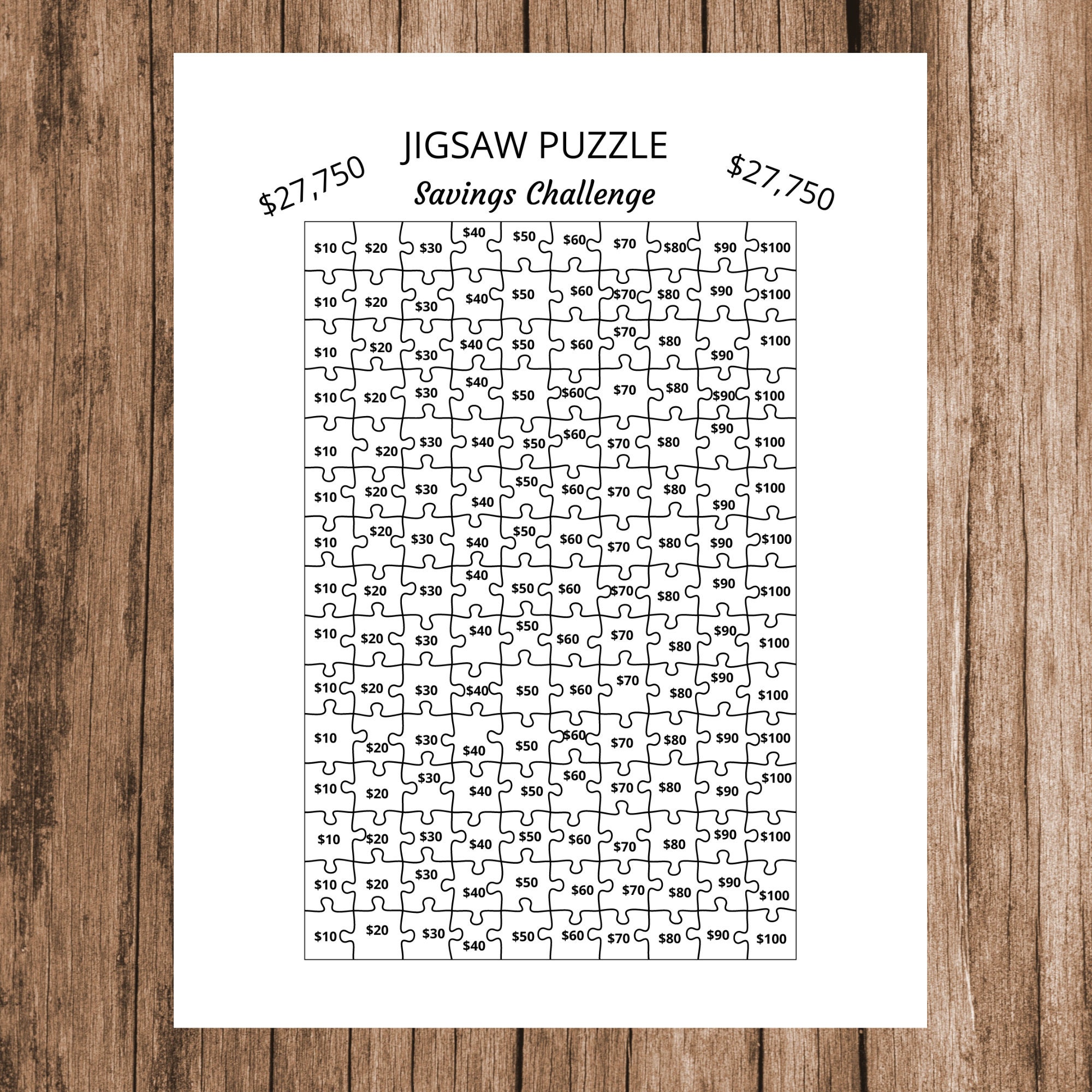 Savings Challenge Printable Savings Tracker Puzzle 27750 - Etsy