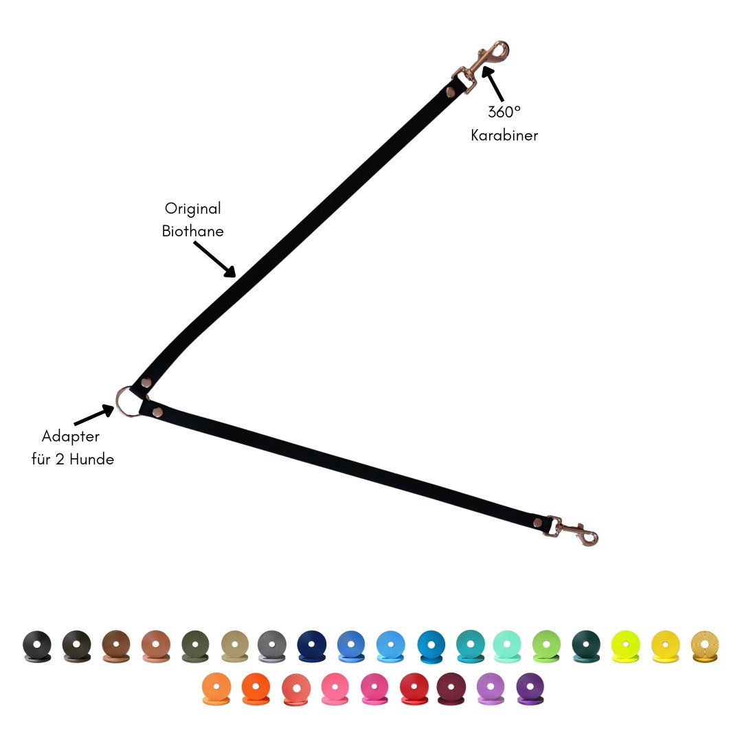 Biothane Coupling Leash Y-leash Double Leash 2 Dogs Adapter Leash ...