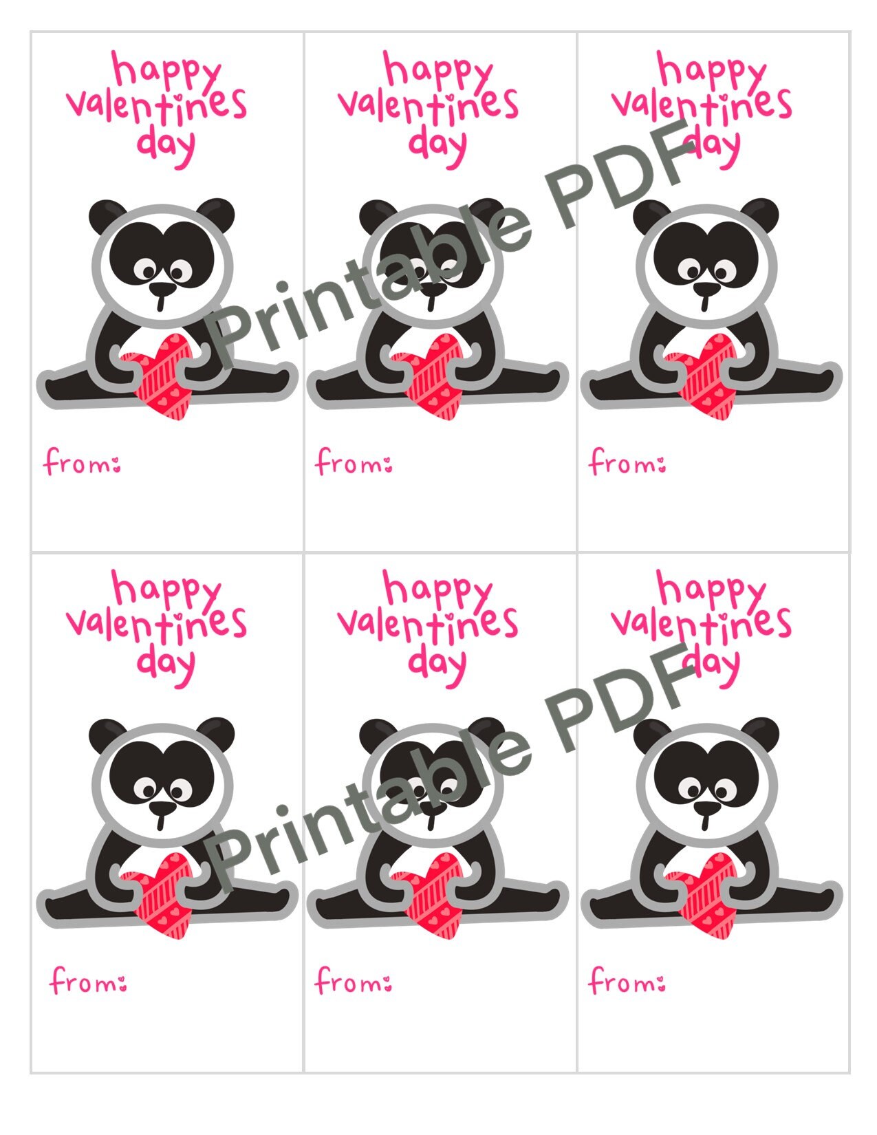 Printable Panda Valentine Card - Etsy