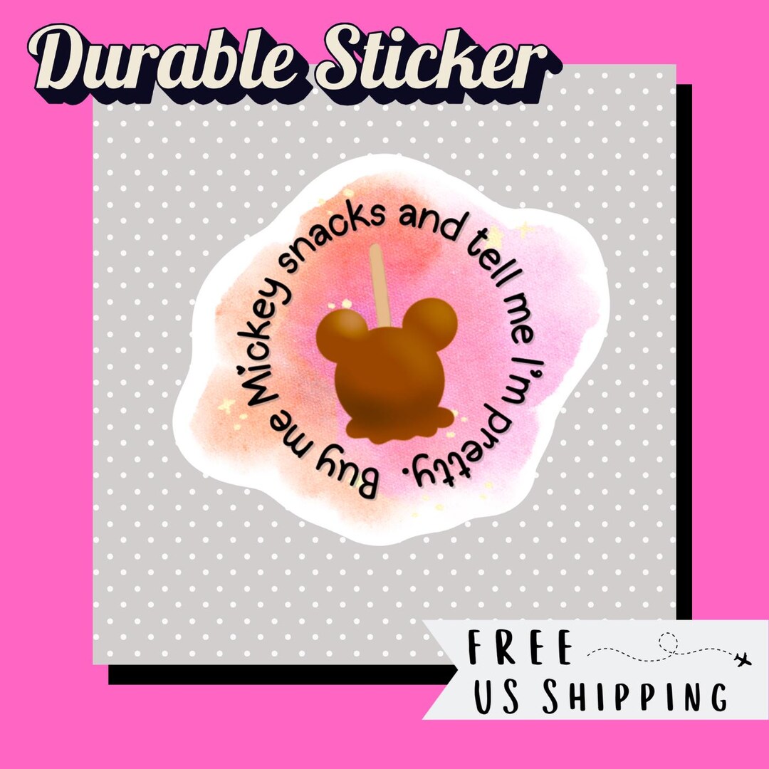 Mickey Caramel Apple Sticker – Cute Disney Food Vinyl Decal ...