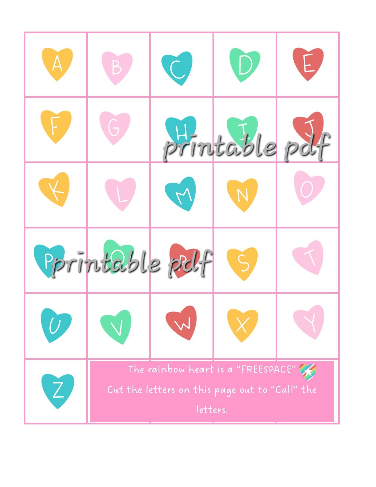 Printable Alphabet PDF Bingo Cards - Etsy