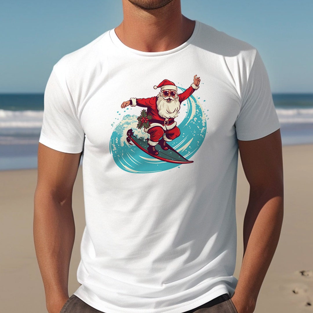 Surfing Santa T Shirt Boys Girls Custom Personalised Beach Funny ...