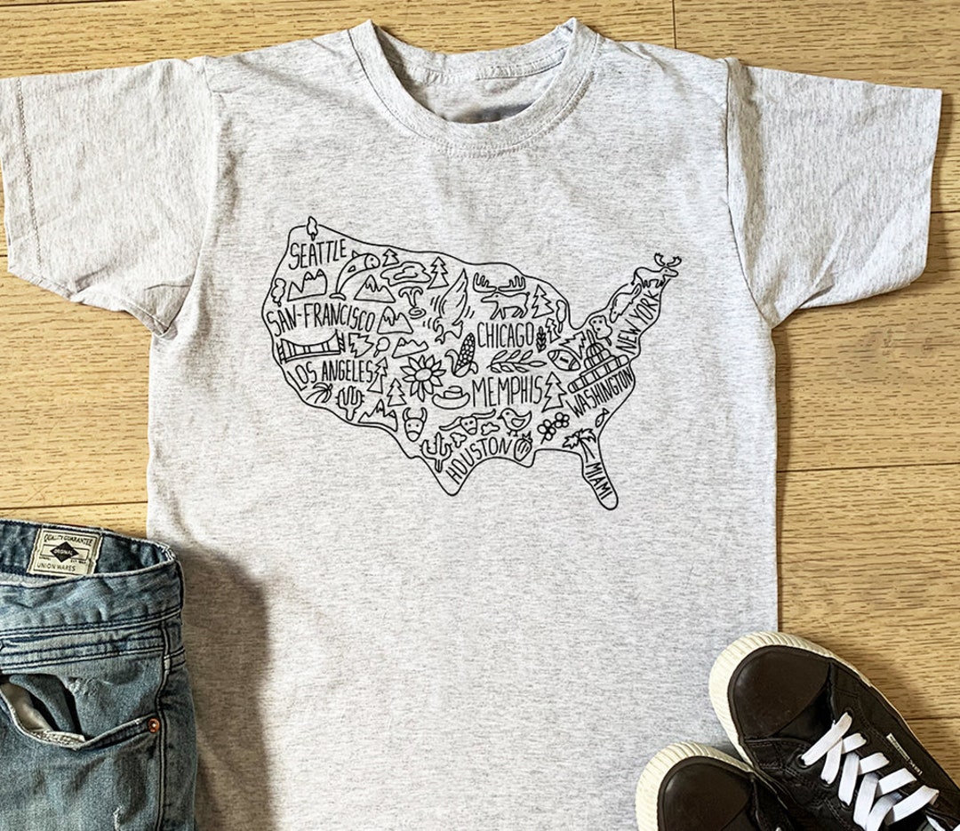 US States Map T Shirt World Country Map America States - Etsy