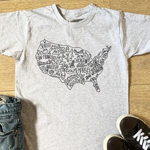 US States Map T Shirt World Country Map America States - Etsy