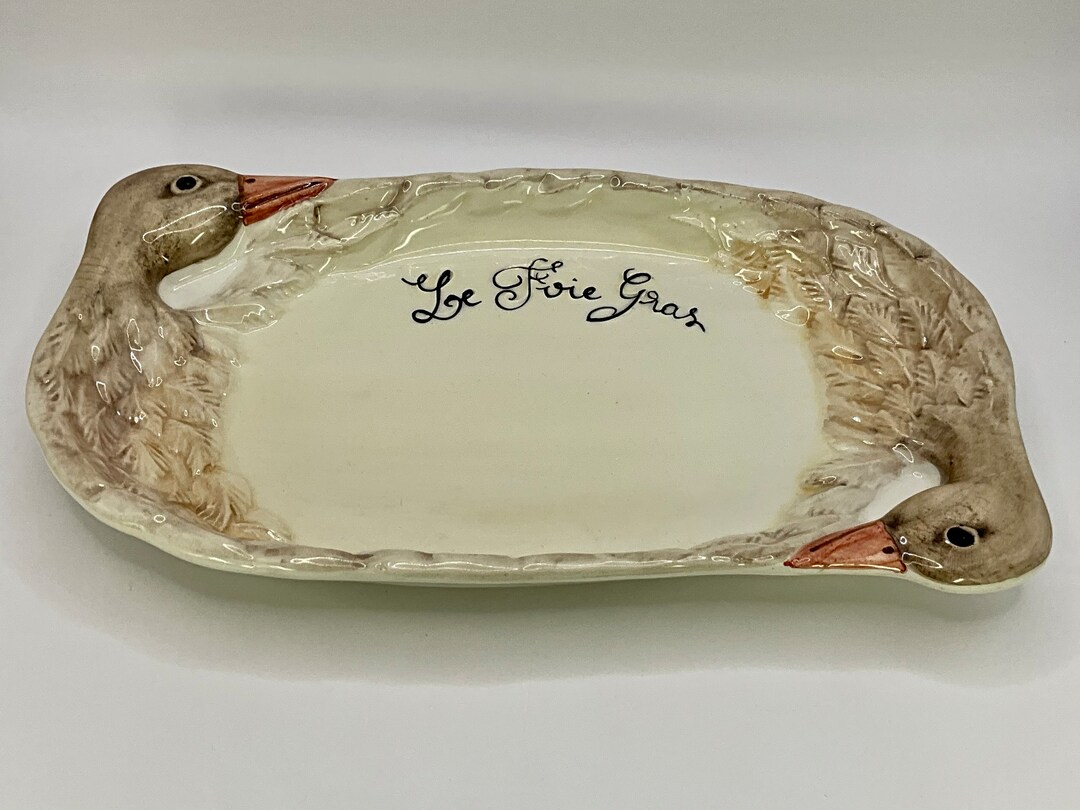 French Vintage Cream and Fawn Coloured Ceramic Duck Platter for Serving ...