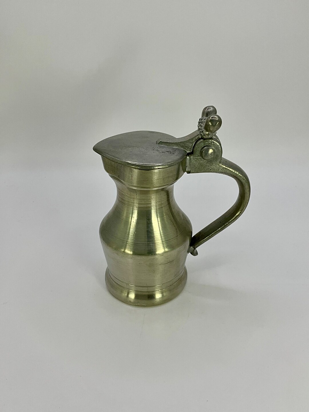 French Vintage Hand Made Silver Pewter / Etain Jug With Hinged Lid and ...