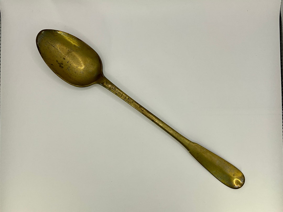 French Vintage Large Gold Metal Serving Spoon. - Etsy