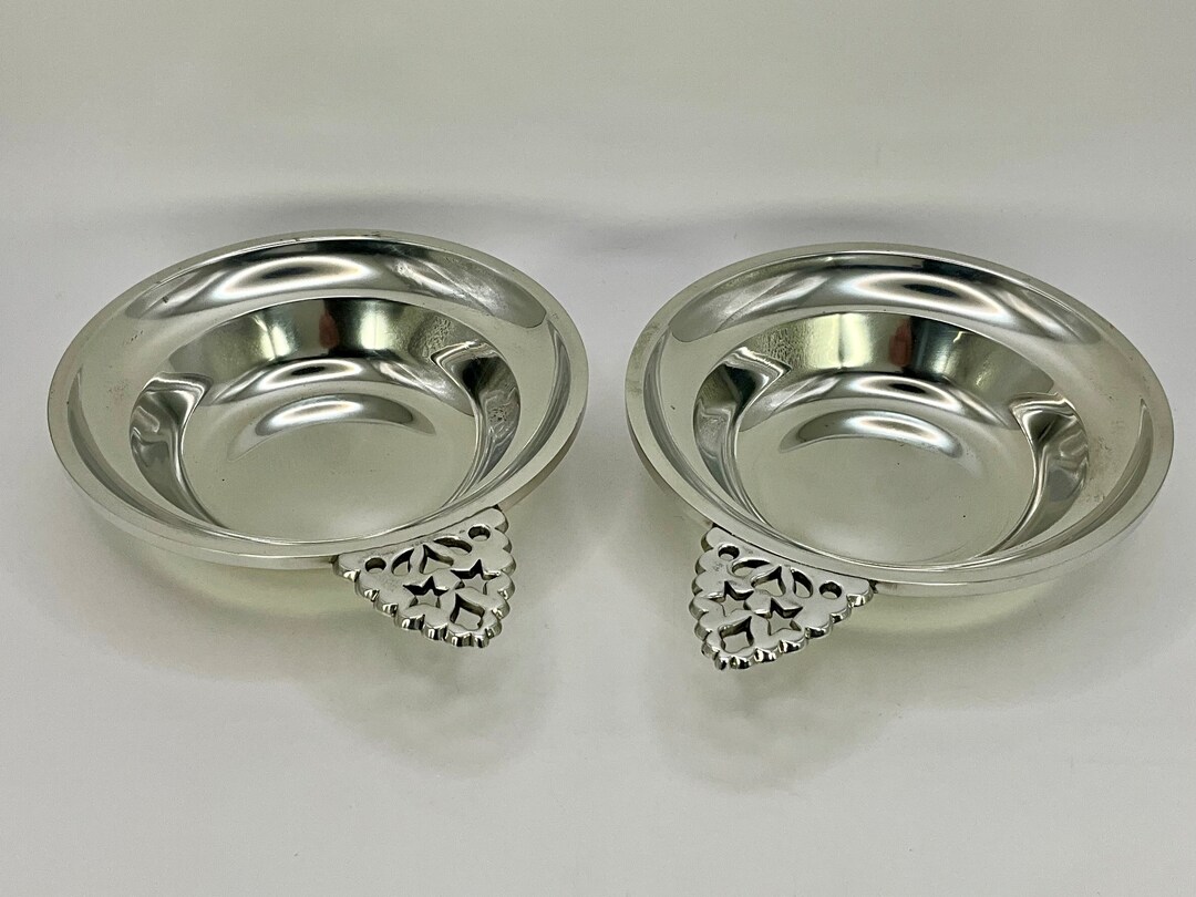 French Vintage Pair of 2 Etains Du Manoir Silver Metal Taste Vin / Wine ...