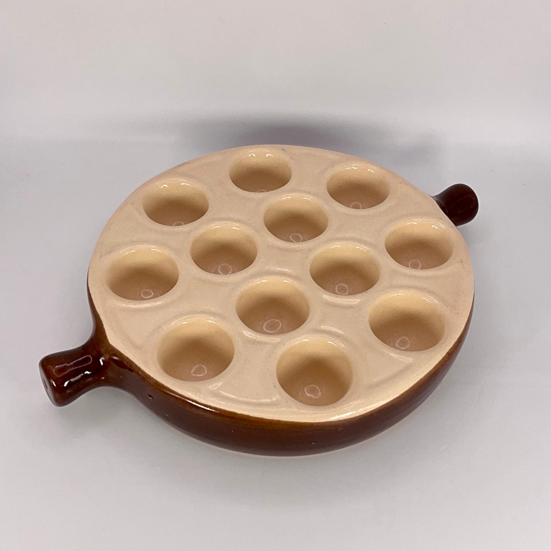 French Vintage Ceramic Glazed Escargot / Snail Serving Dish / Hors-d ...