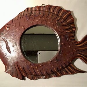French Vintage Hand Made Wood and Plaster Decorative Fish Shaped Wall ...