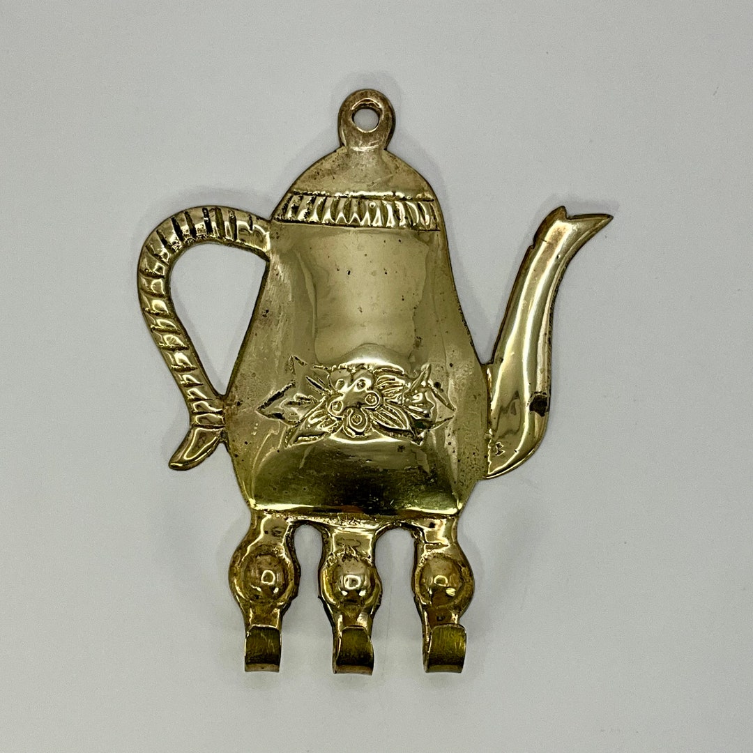 French Vintage Ornate Brass Teapot Shaped Wall Hook. - Etsy