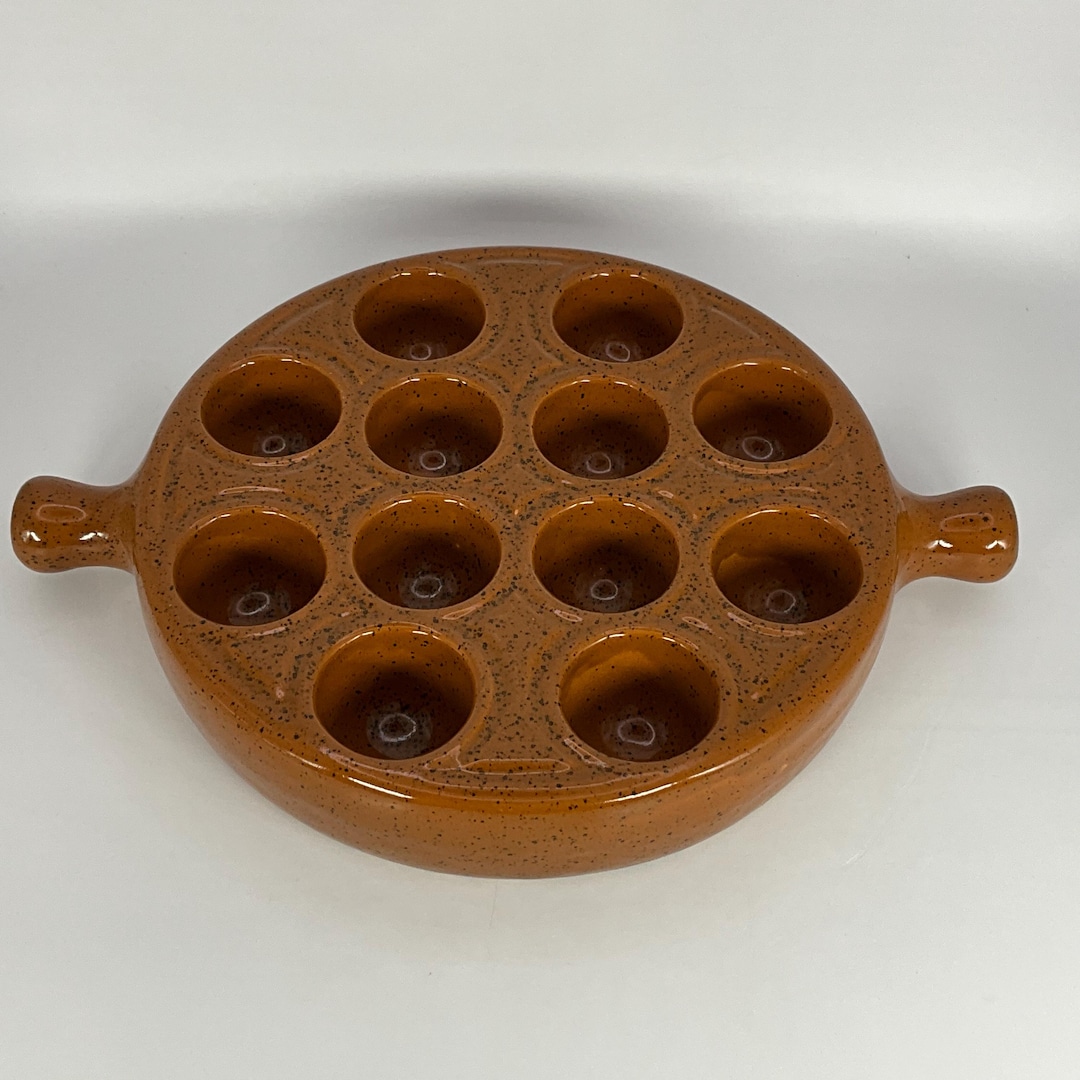 French Vintage Ceramic Glazed Escargot / Snail Serving Dish / Hors-d ...