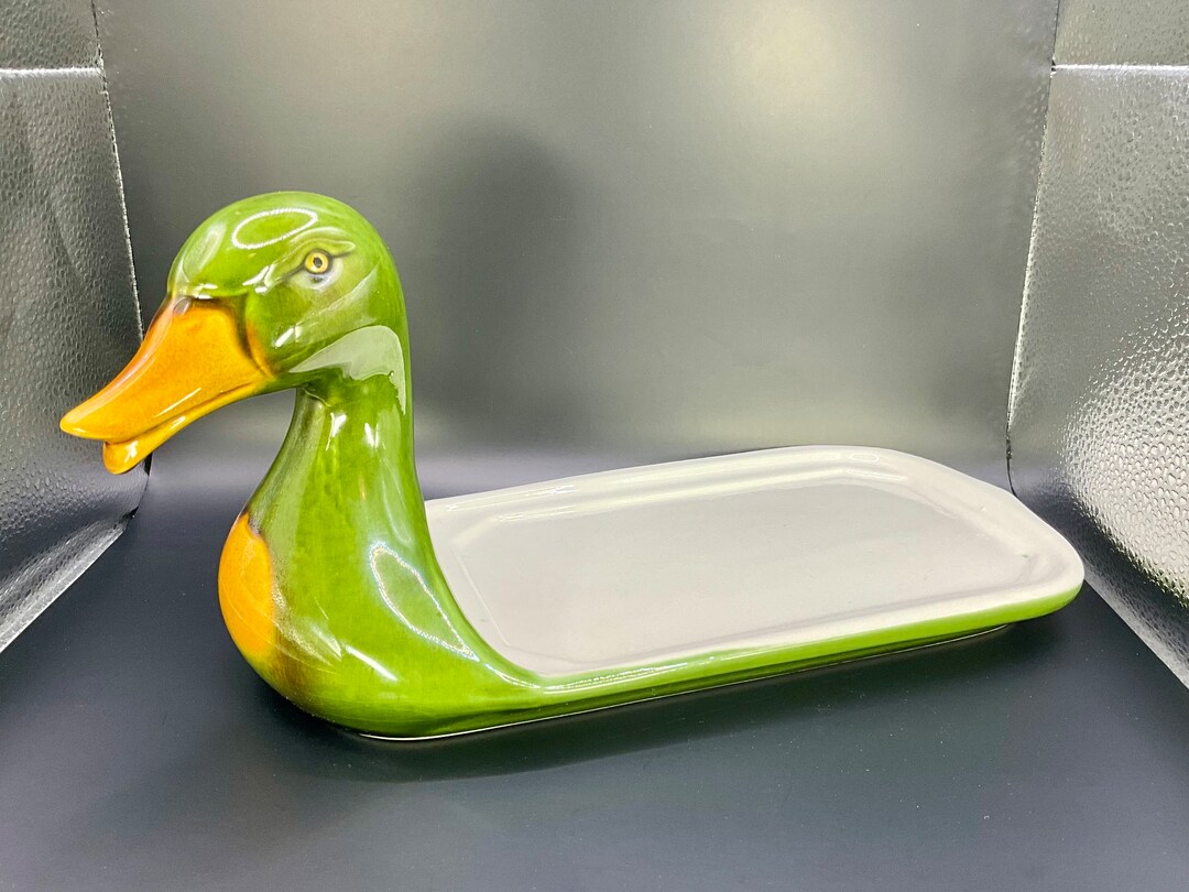 French Vintage Large Ceramic Duck Platter for Serving Foie Gras Pate ...