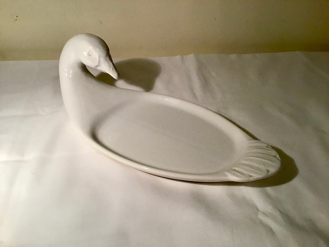 French Vintage Ceramic White Duck Platter for Serving Foie Gras Pate ...