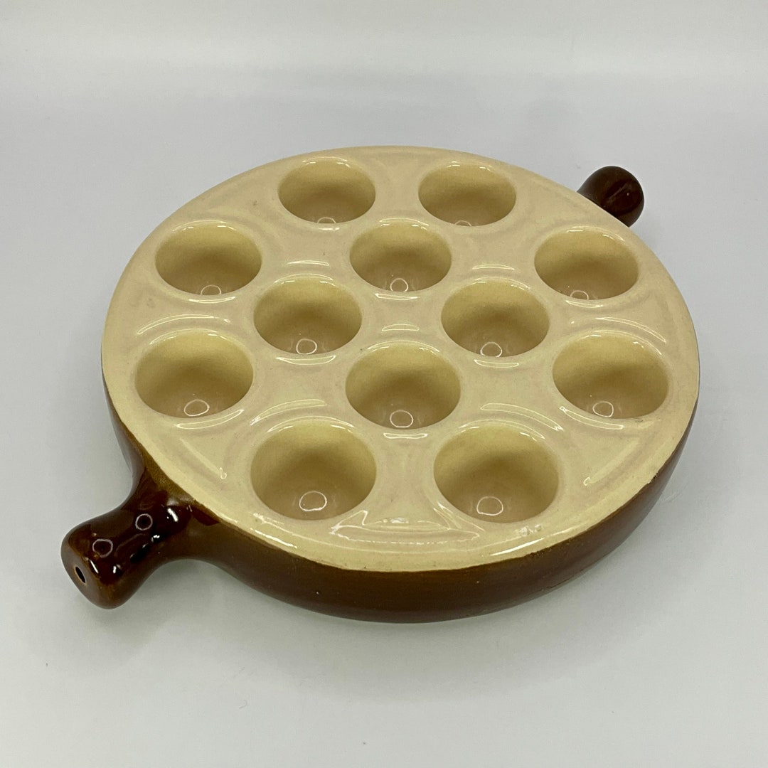 French Vintage Ceramic Glazed Escargot / Snail Serving Dish / Hors-d ...