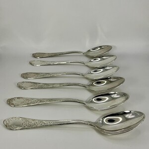 Italian Vintage Silver Plated Metal Set of 6 Table Spoons. They Have an ...