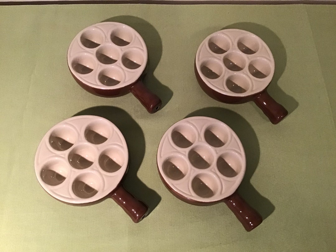 French Vintage Set of 4 Ceramic Escargot / Snail Serving Dishes, Made ...