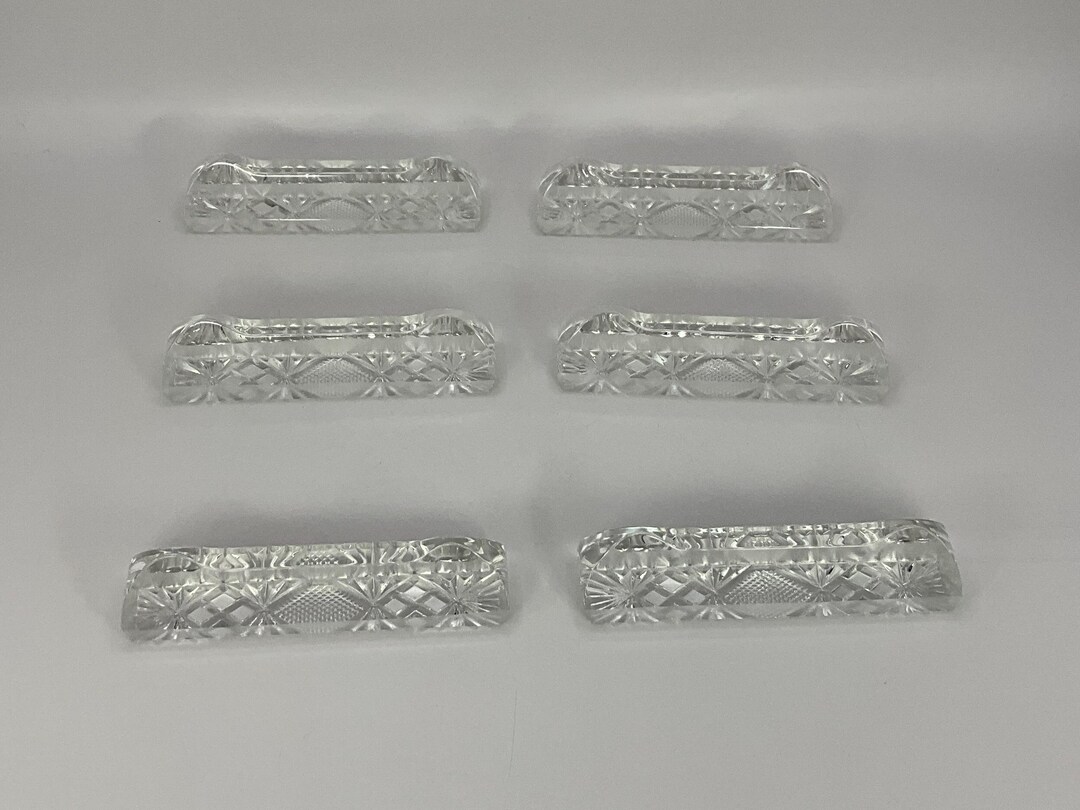 Beautiful Vintage Ornamental Set of 6 Crystal Glass Cutlery Rests ...