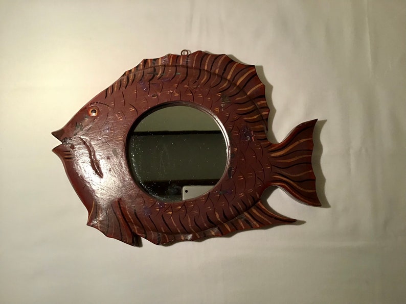 French Vintage Hand Made Wood and Plaster Decorative Fish Shaped Wall ...
