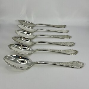 Italian Vintage Silver Plated Metal Set of 6 Table Spoons. They Have an ...