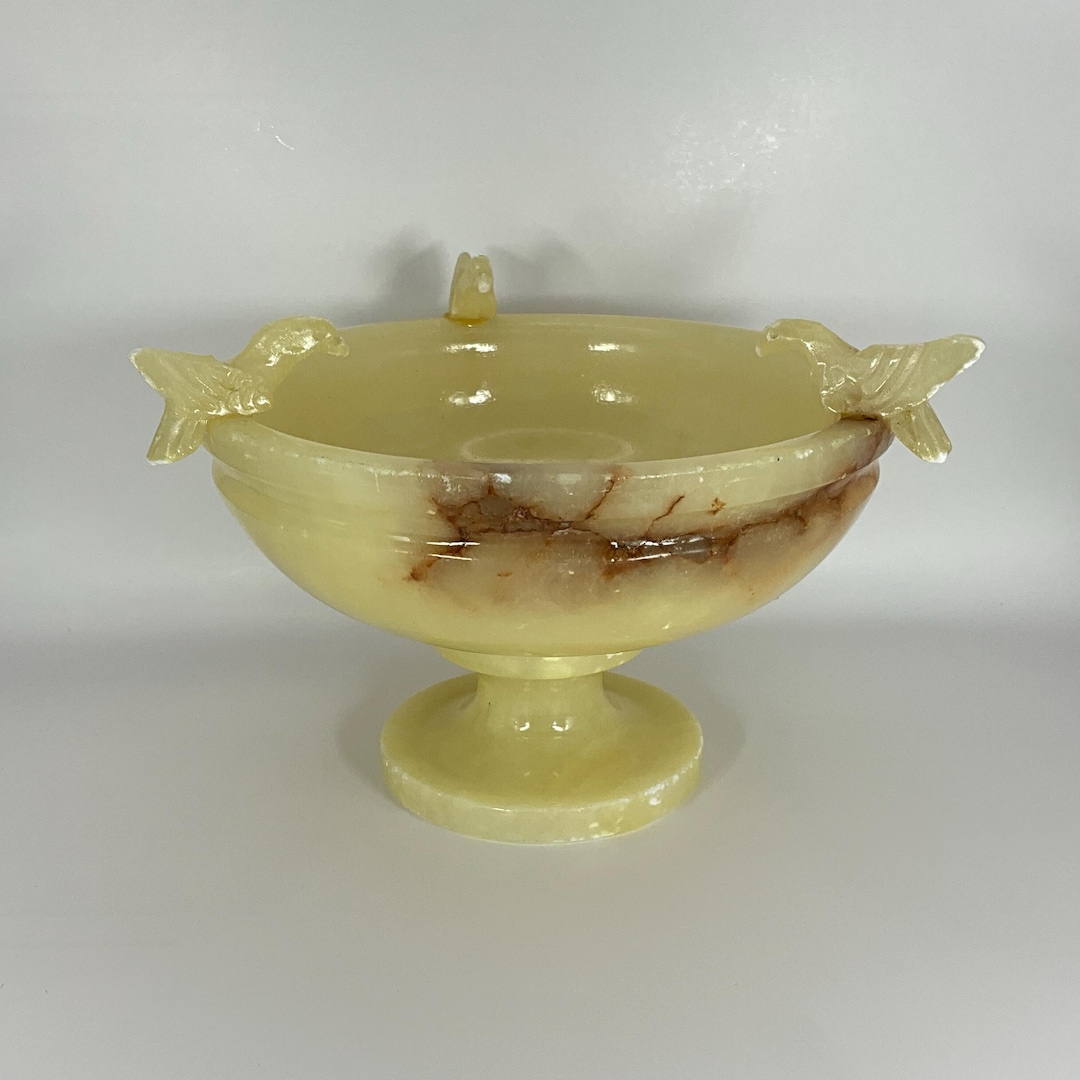 Stunning Rare Vintage Alabaster Bird Bath Bowl With Various Shades of ...