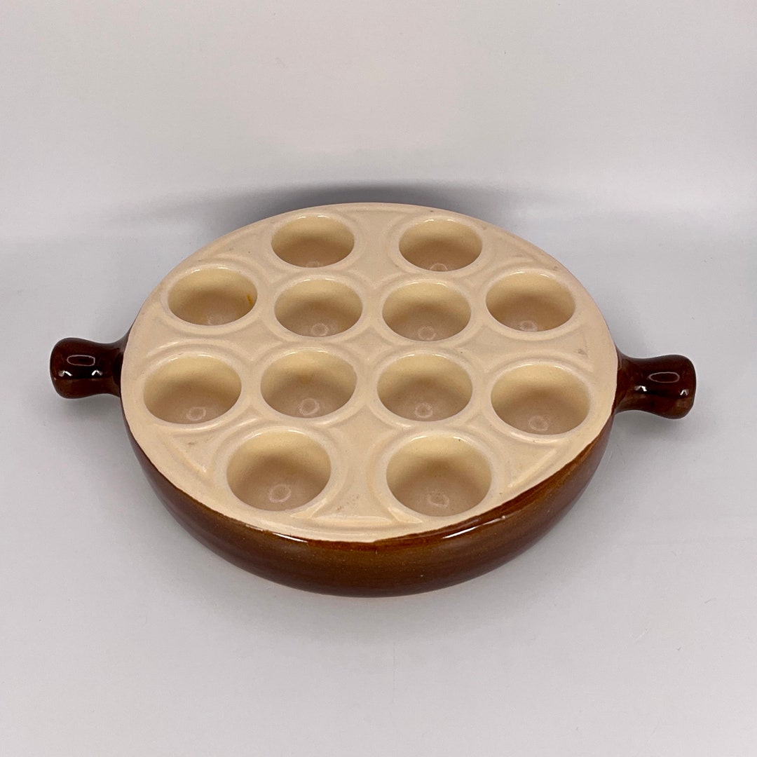 French Vintage Ceramic Glazed Escargot / Snail Serving Dish / Hors-d ...