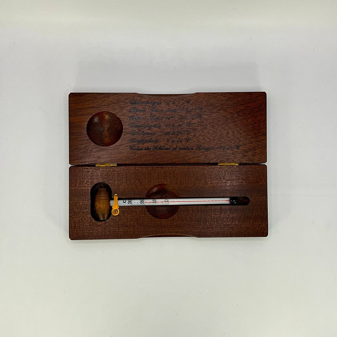 French Wine Thermometer Set in Presentation Case / Barware / Bar Decor ...