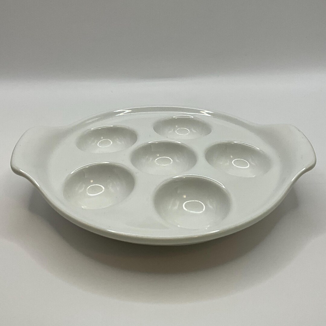 French 1 White Glazed Ceramic Escargot / Snail Serving Dish / Hors-d ...