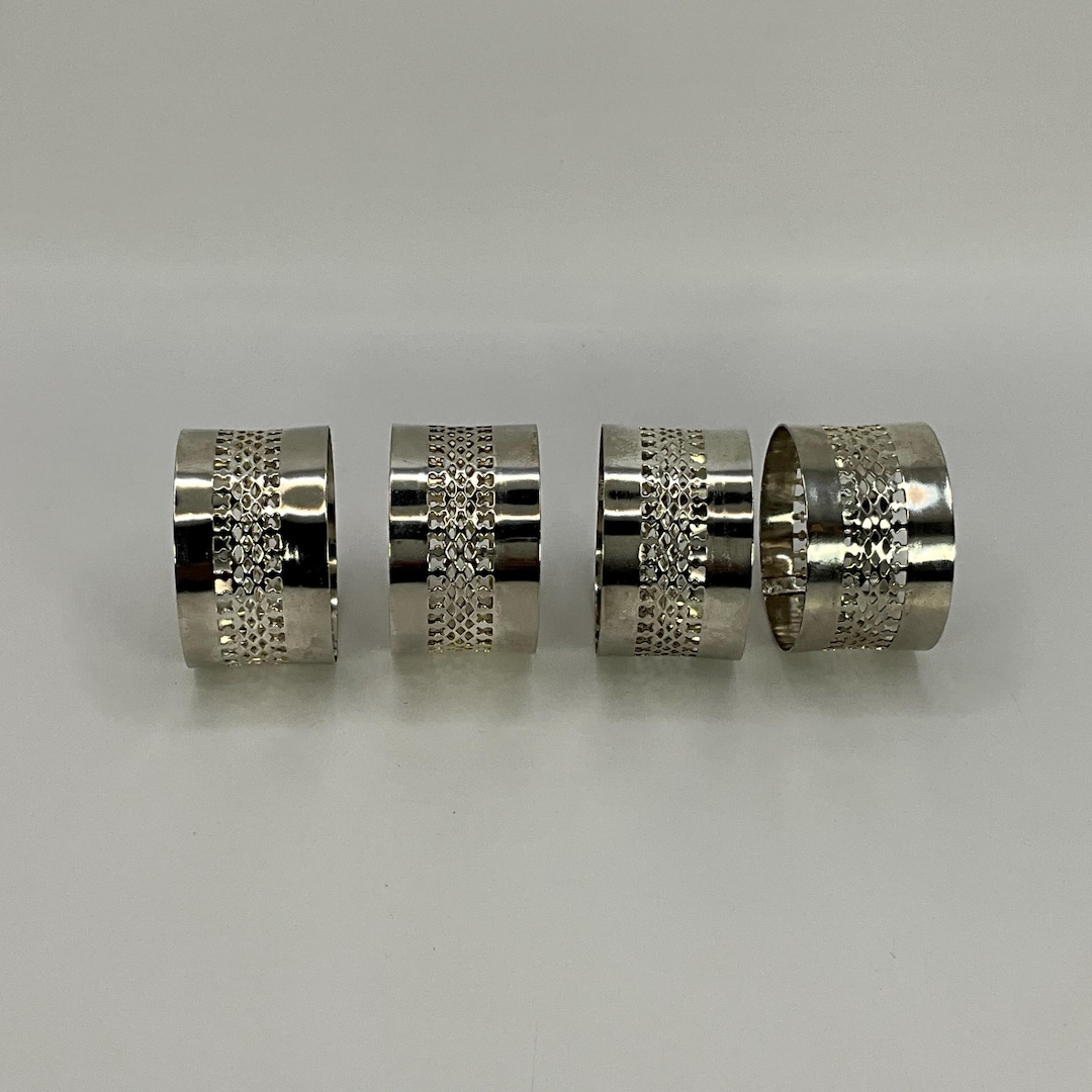 Beautiful French Vintage Set of 4 Silver Plated Metal Ornate Napkin ...
