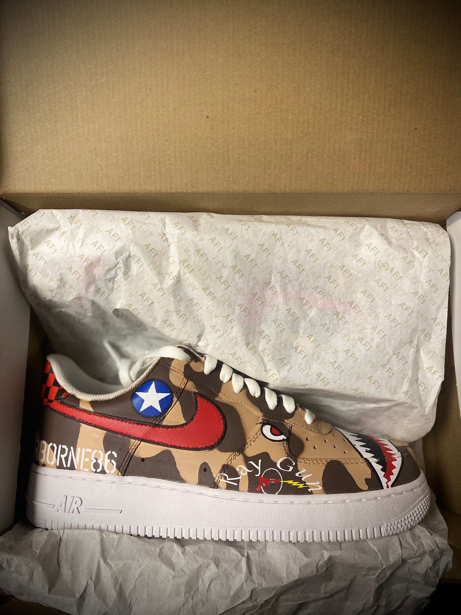 Custom Nike Af1 Sneakers Shark Teeth Bomber - Etsy