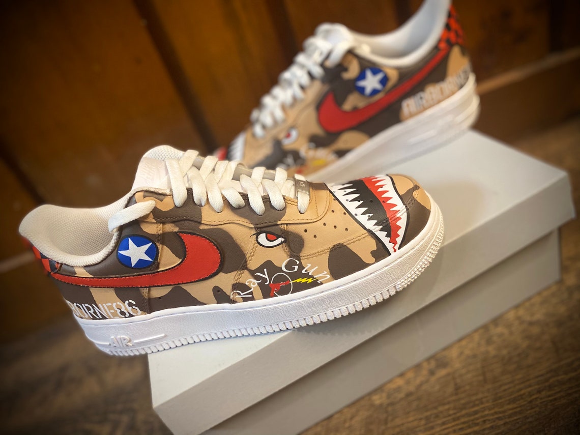 Custom Nike Af1 Sneakers Shark Teeth Bomber - Etsy