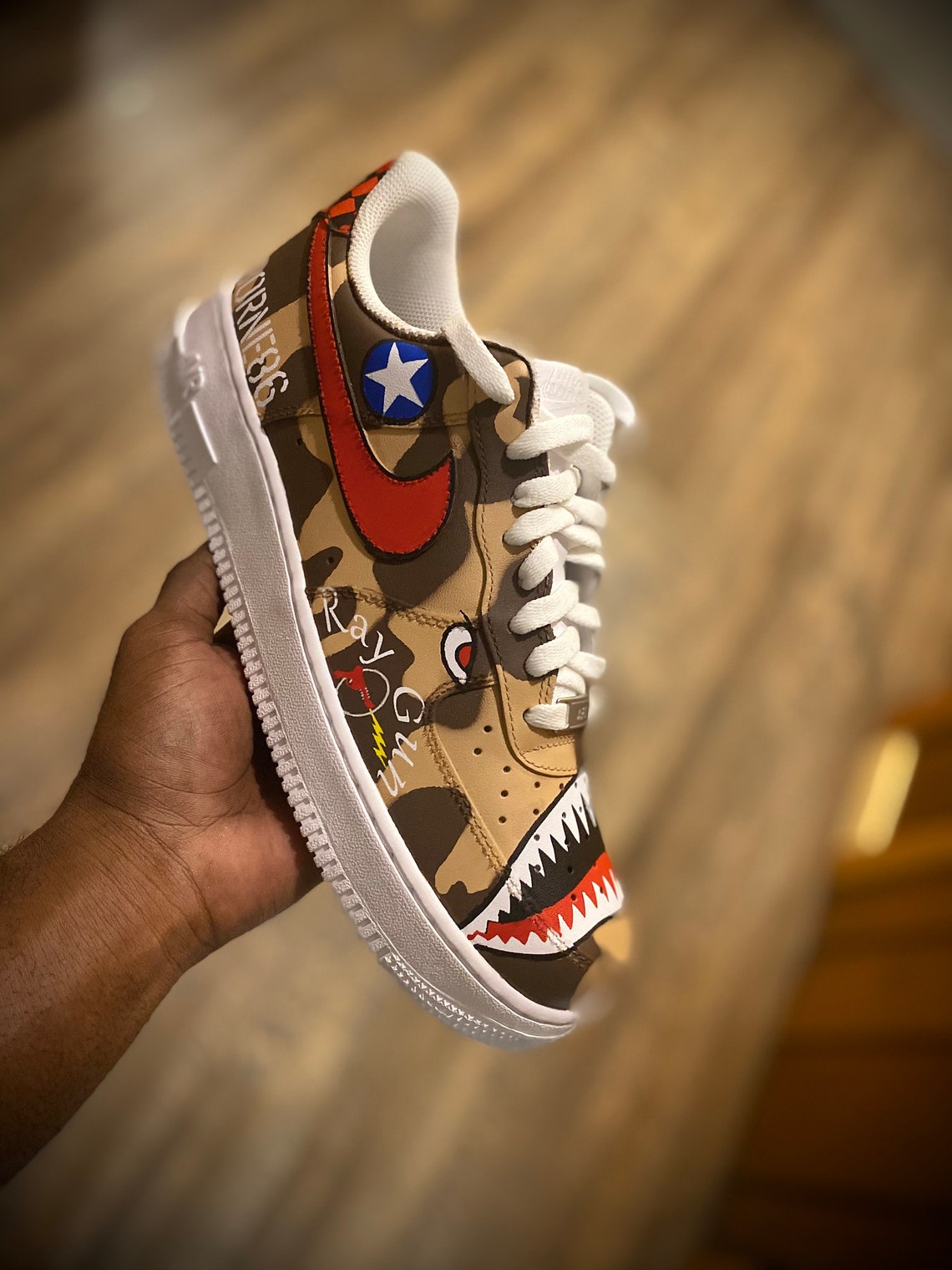 Custom Nike Af1 Sneakers Shark Teeth Bomber - Etsy
