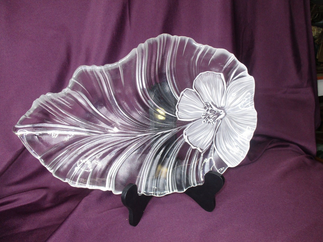 Leaf-shaped Crystal Glass Fruit Tray Hand Polished - Etsy