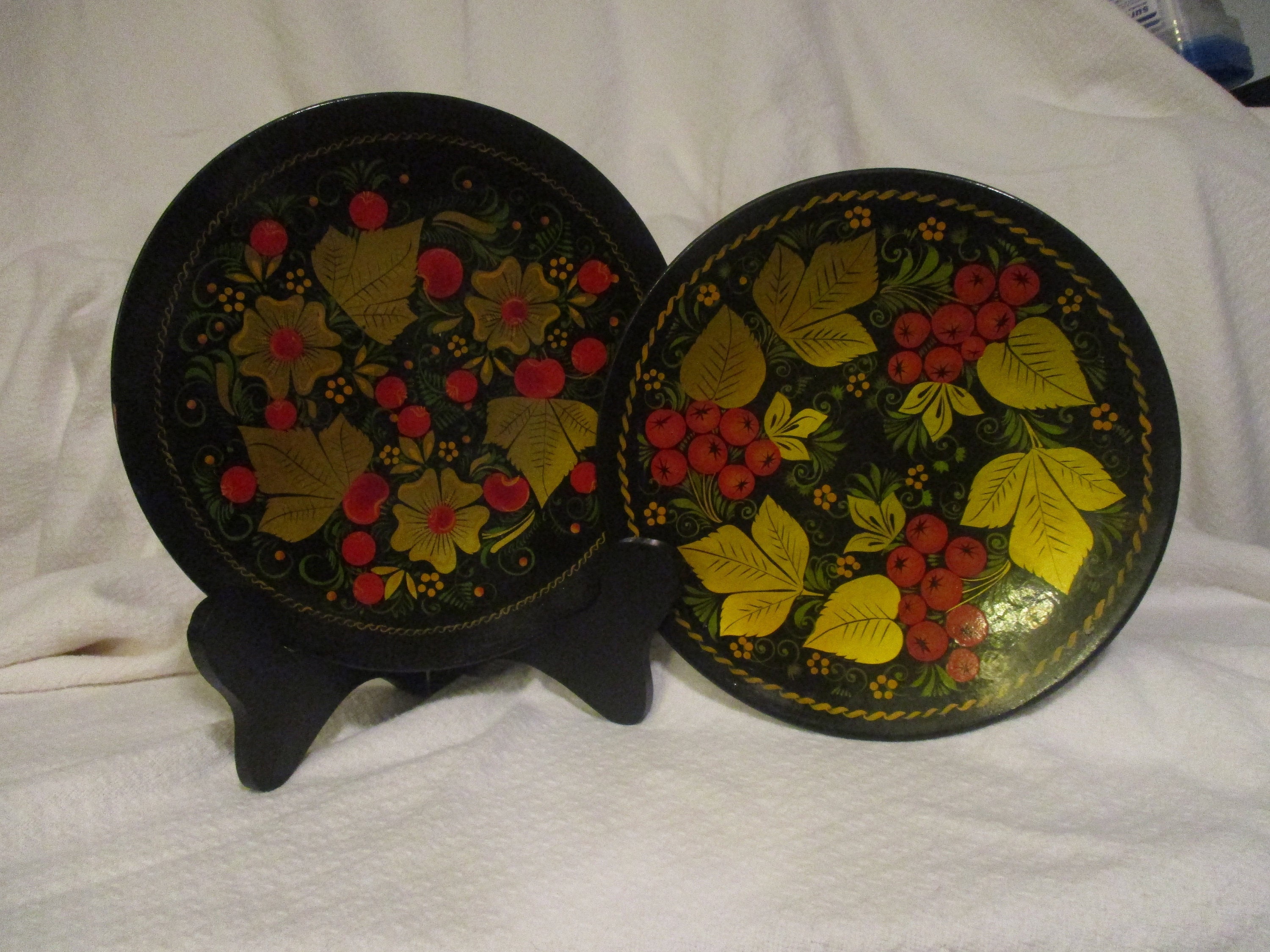 Plates Vintage Russian Folk Art Lacquered Plates Dining & Serving Home ...