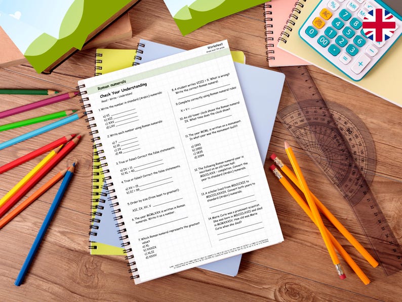 Roman Numerals Flashcards | Math Learning for Kids (printable Digital ...