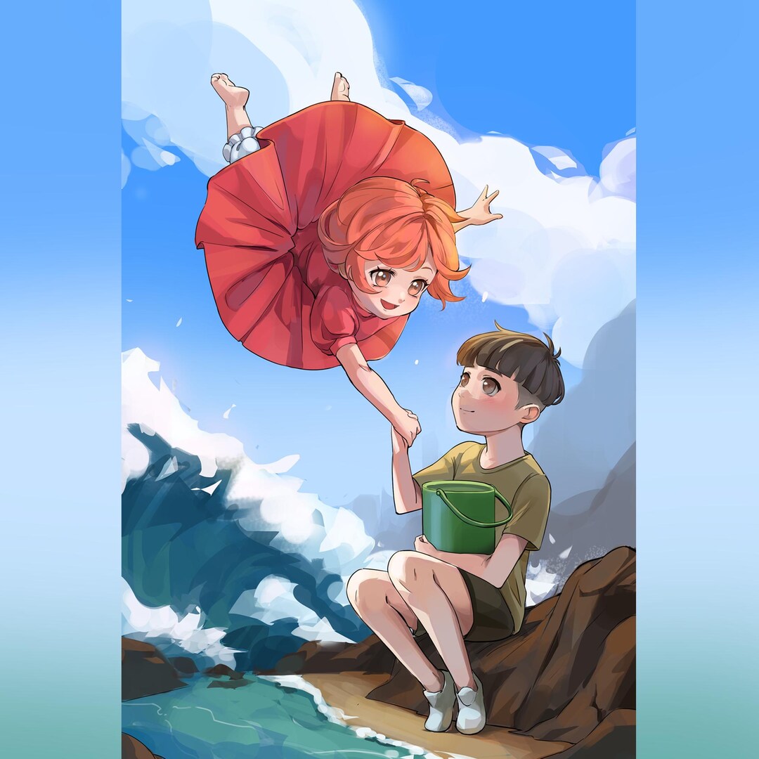 Ponyo Fanart Studio Ghibli A5 Size Print/poster - Etsy