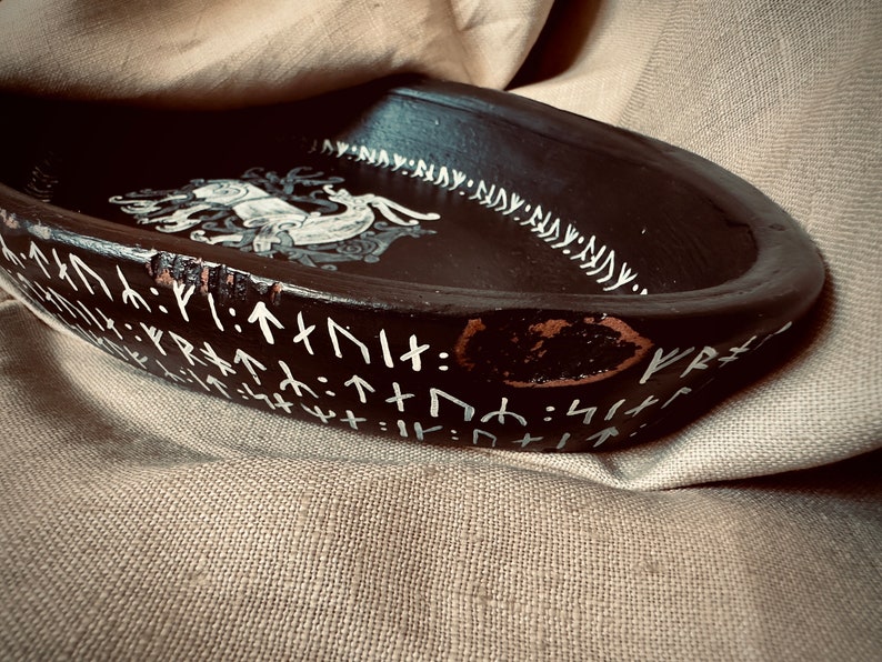 Norse Pottery Plate Dark Academia Jewelry Dish Ring Tray Key Bow Thor ...