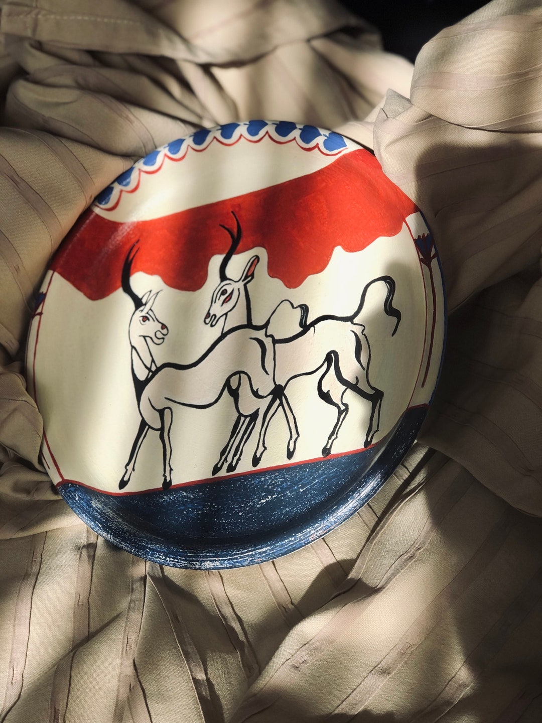 Unique Minoan Plate, Pottery, Santorini, Ancient Greek, Antilope ...