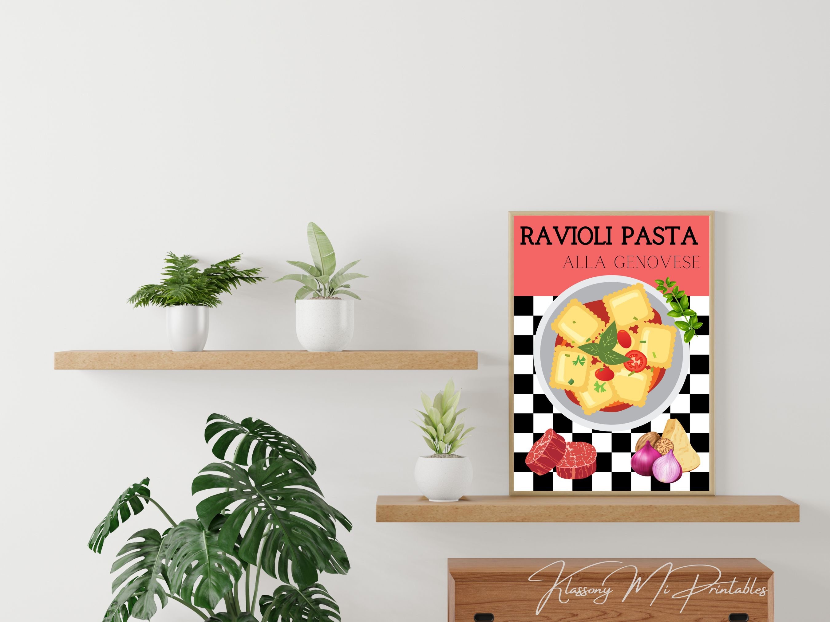 Ravioli Pasta Alla Genovese Printable Wall Art Featuring Dish & Cooking ...