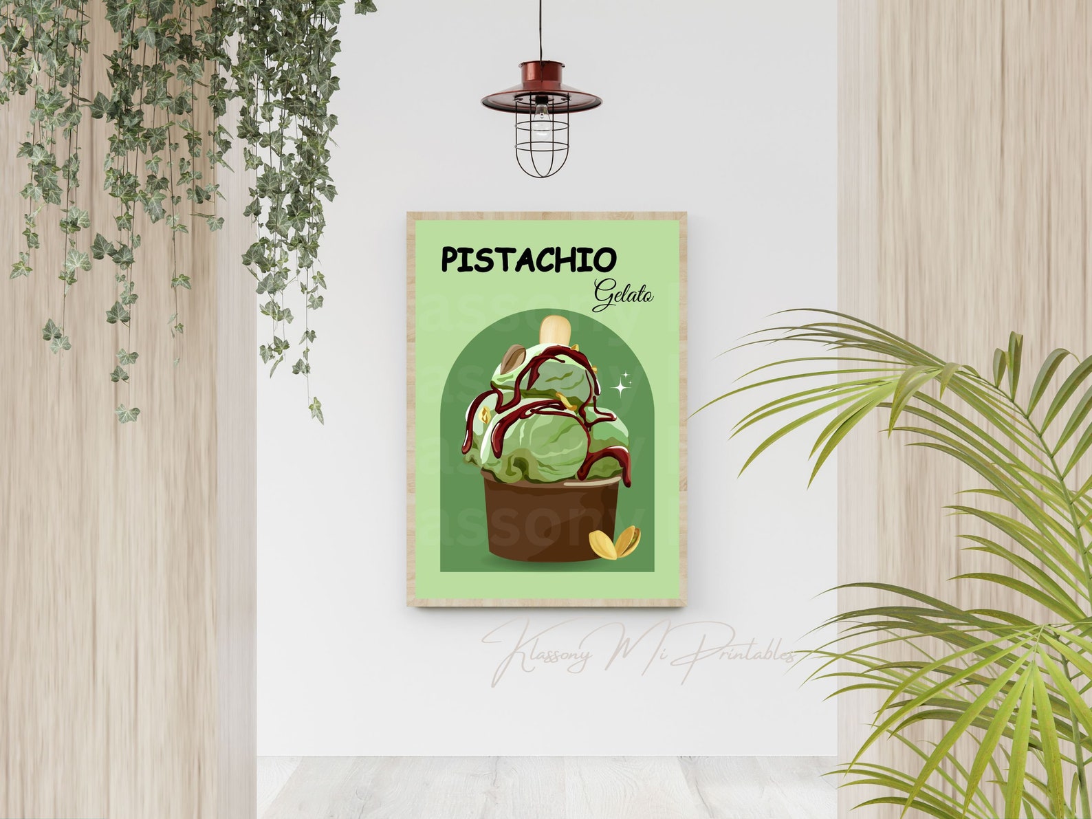 Pistachio Gelato Printable Wall Art, Dessert Kitchen Wall Decoration ...