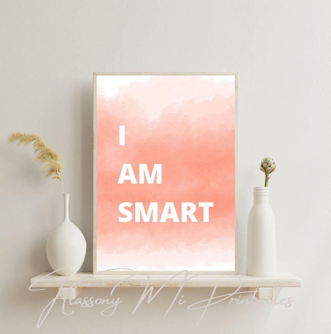 I Am Smart Affirmation Wall Art, I Am Smart Quote Digital Print, Saying ...