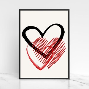Abstract Heart Wall Art Red Heart Poster Set of 2 Trendy Art - Etsy