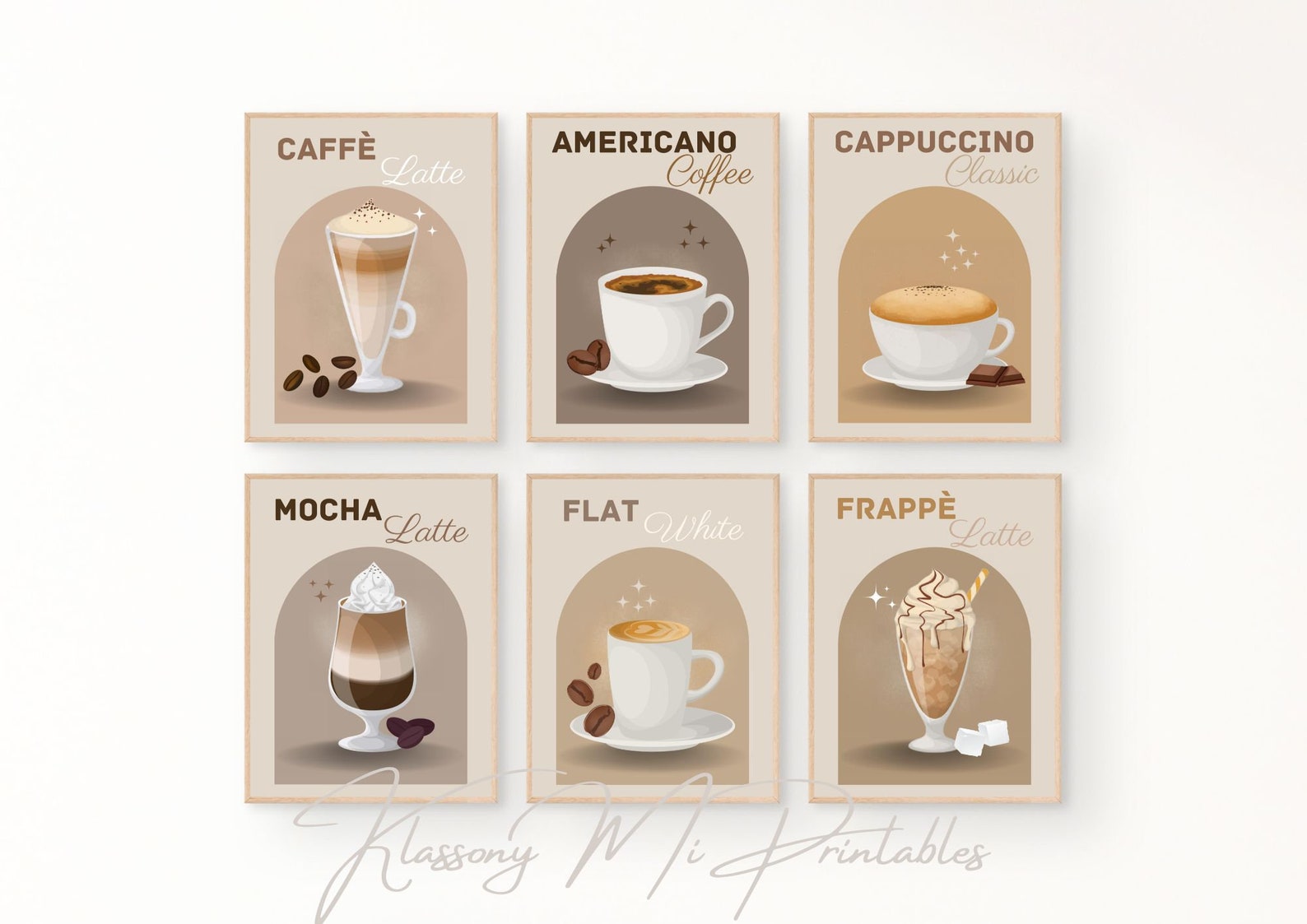 Coffee Selection Printable Wall Art, Coffee Menu Art Gallery Set of 6 ...
